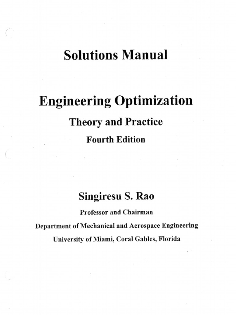 (Singiresu S. Rao) Engineering Optimization Theor SolutionsManual PDF | PDF