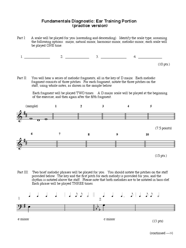 5 Fundamentals Ear Training Exam PDF | PDF | Interval (Music) | Chord ...