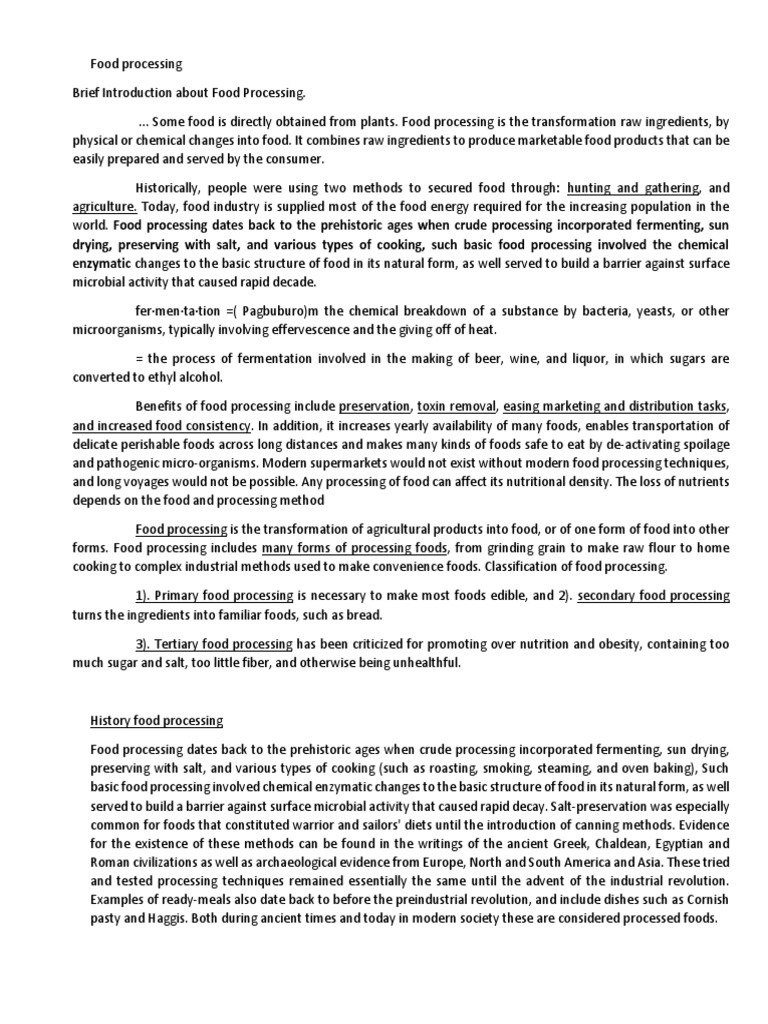 Introduction of Food Processing | PDF | Food Processing | Food Preservation