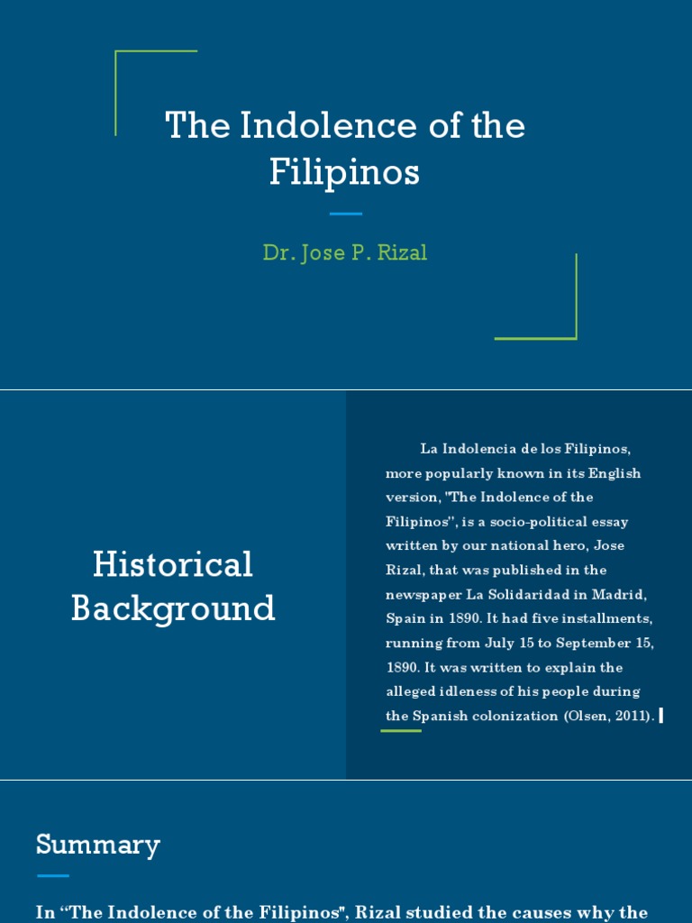 Causes of Filipino Indolence by Rizal | PDF | Politics | Social Science