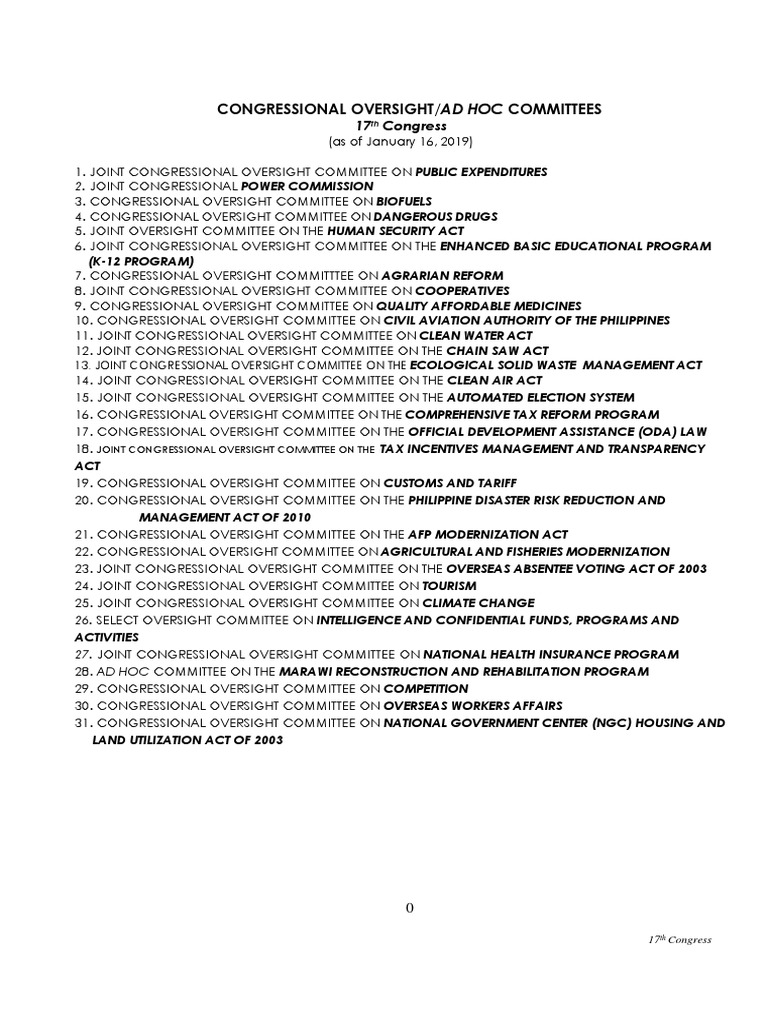 Congressional Oversight/Ad Hoc Committees: 2. Joint Congressional Power ...