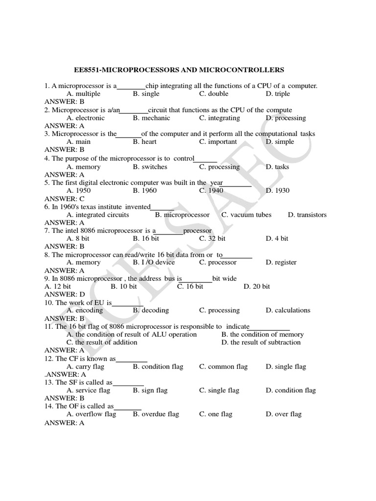 Ee8551-Microprocessors and Microcontrollers | PDF | Central Processing Unit | Areas Of Computer ...