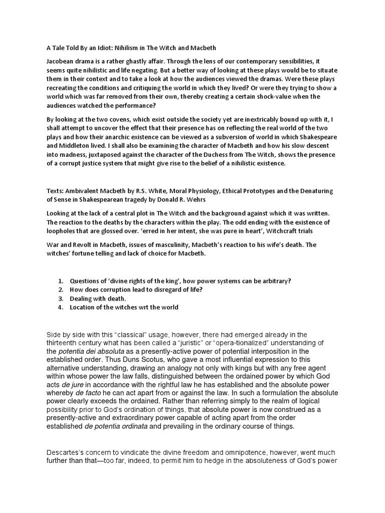 A Tale Told by An Idiot | PDF | Macbeth | Nihilism