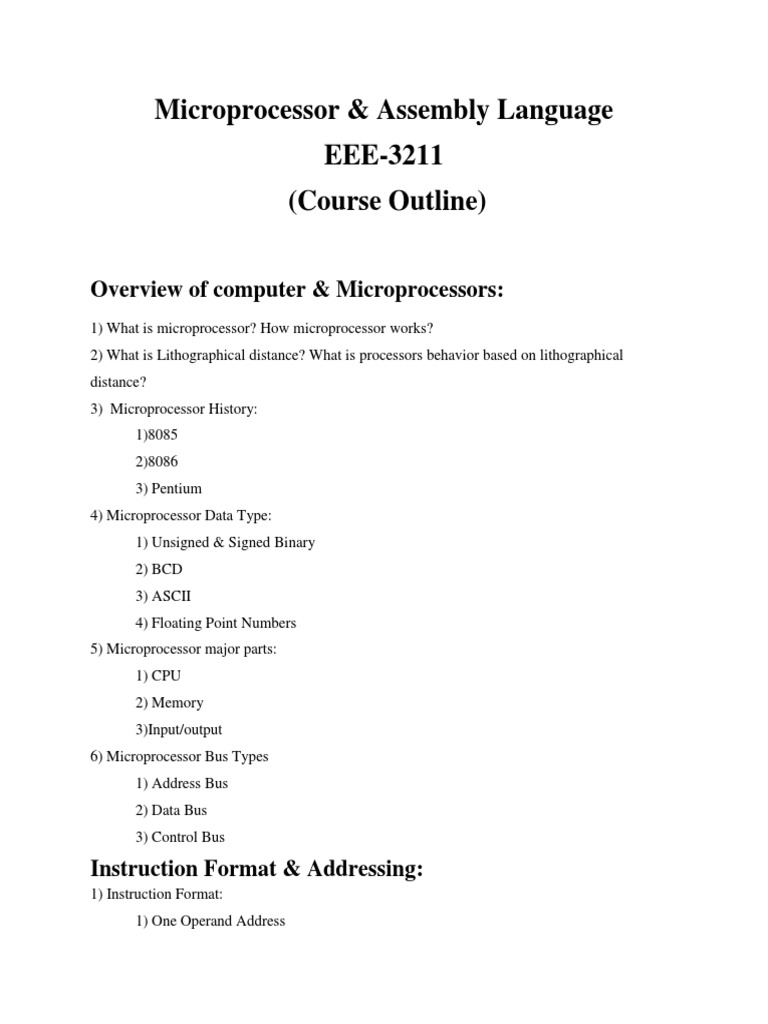 Microprocessor (CourseOutline) | PDF