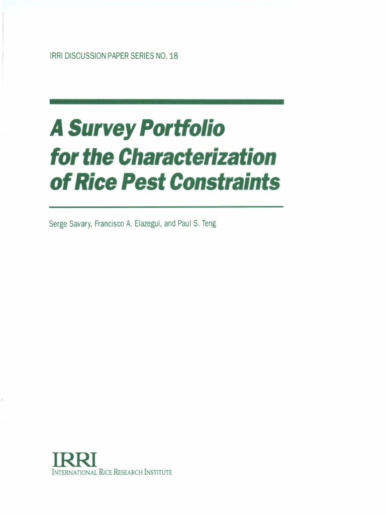 A Survey Portfolio For The Characterization of Rice Pest Constraints | PDF
