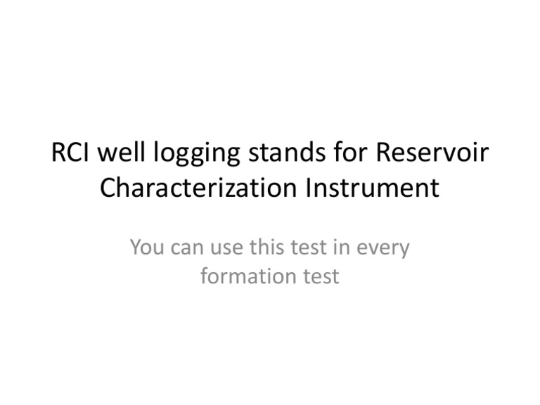 Reservoir Characterization Instrument | PDF