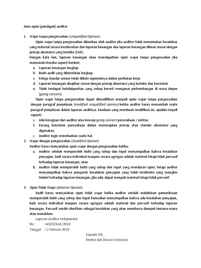 Jenis Opini Auditing | PDF