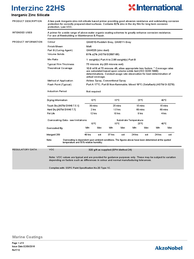 Interzinc 22HS | PDF | Paint | Corrosion