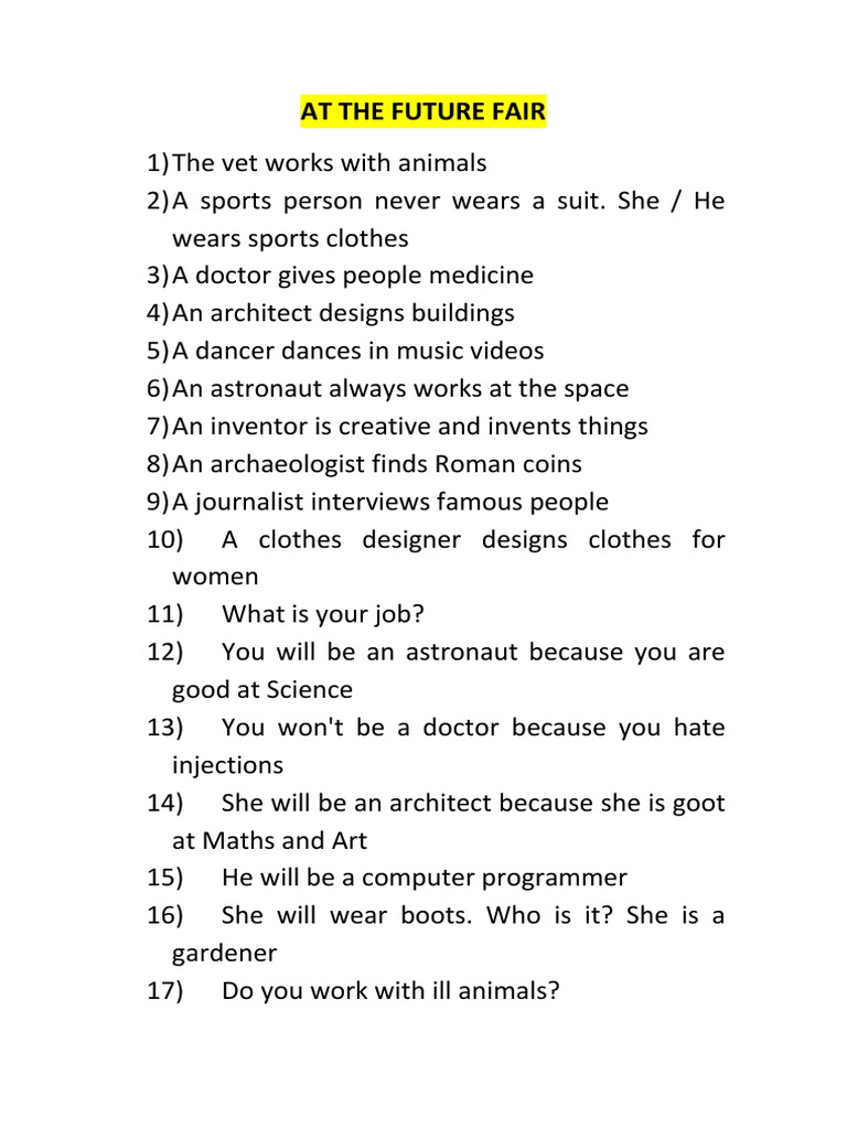 At The Future Fair - Key | PDF