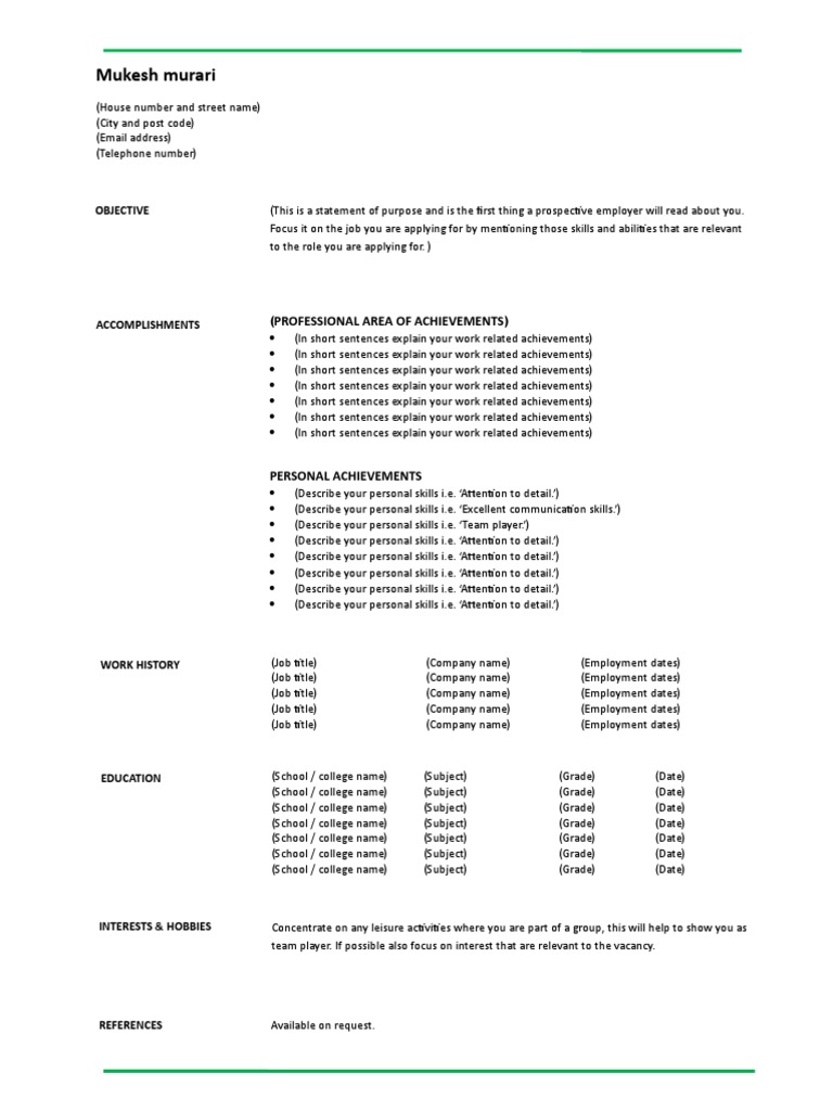 CORE CV Template 2 | PDF | Attention | Communication