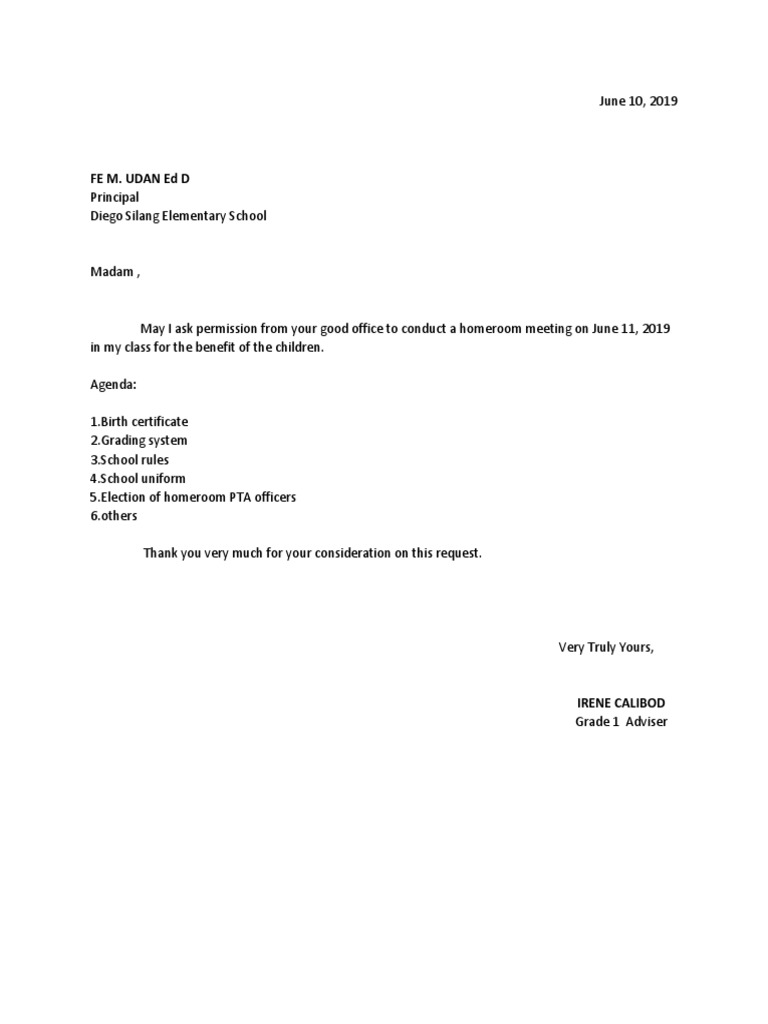 Homeroom Letter | PDF