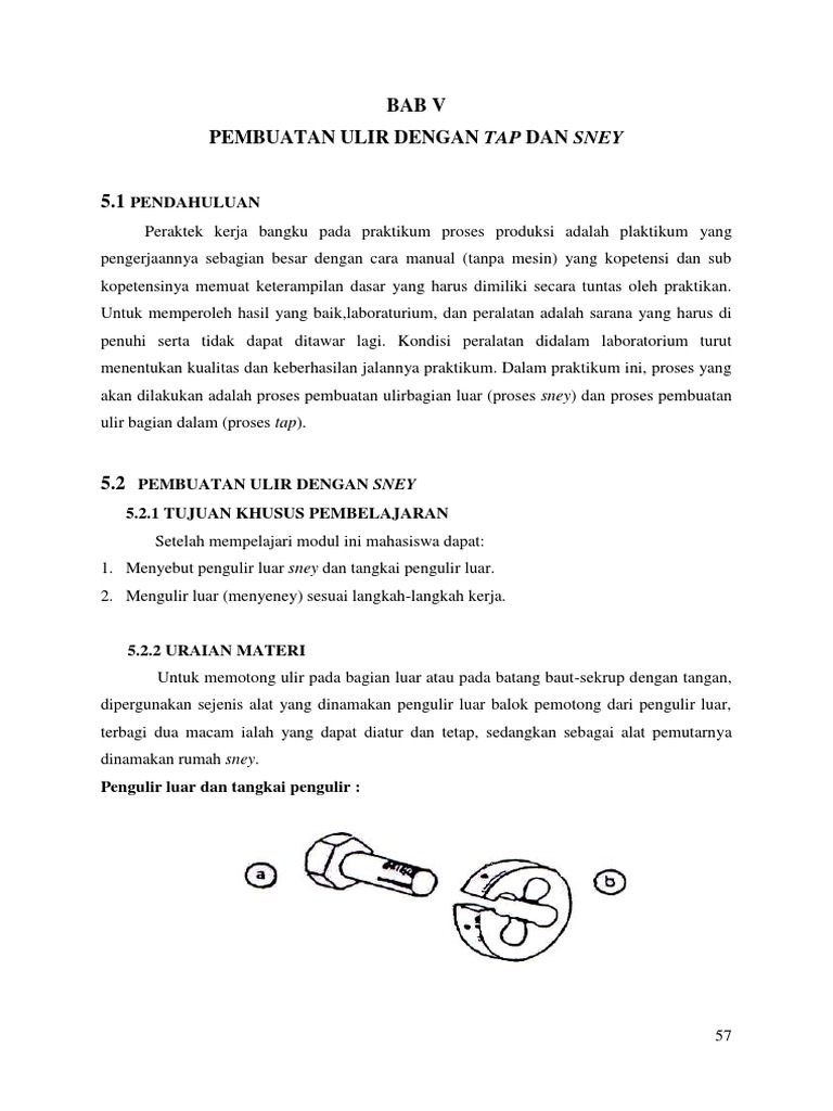 Pembuatan Ulir dengan Tap dan Sney | PDF