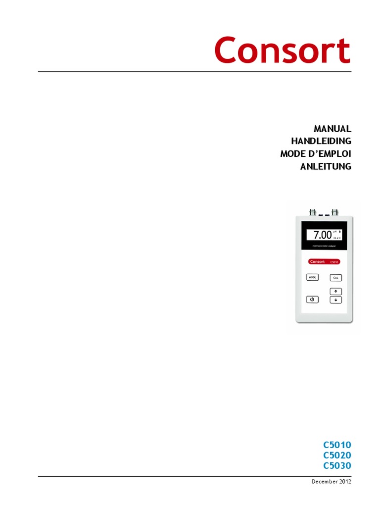 Consort: Manual Handleiding Mode D'Emploi Anleitung | PDF | Ph | Salinity