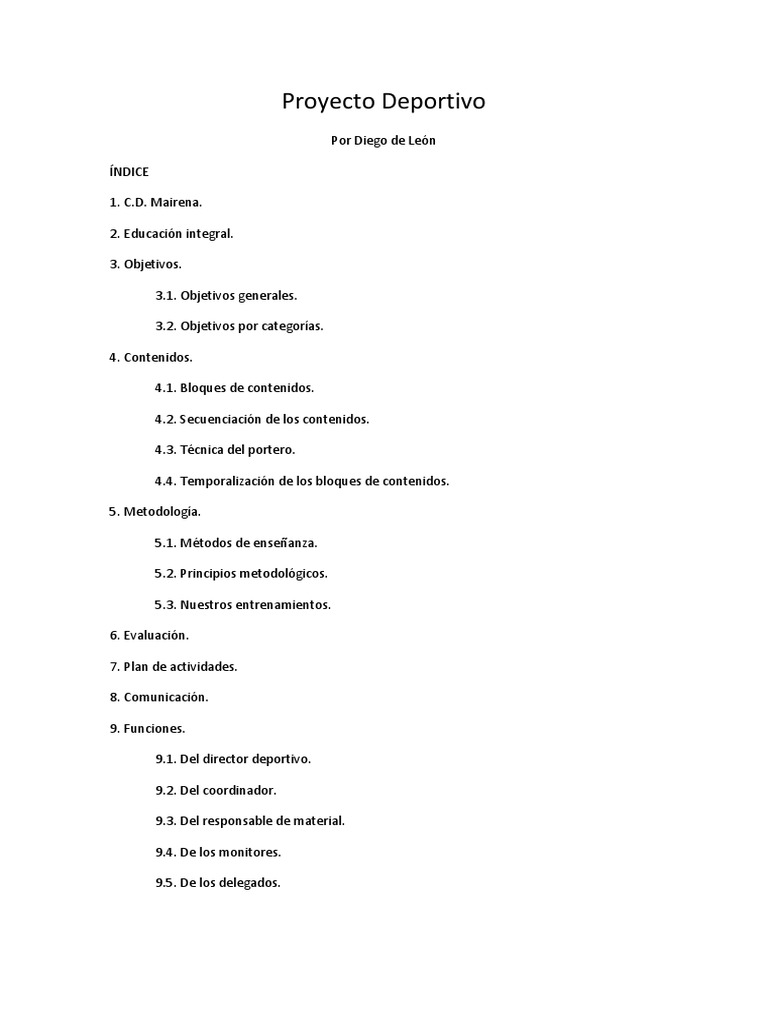 Proyecto Deportivo de Fútbol Infantil | PDF | Asociación de Futbol ...