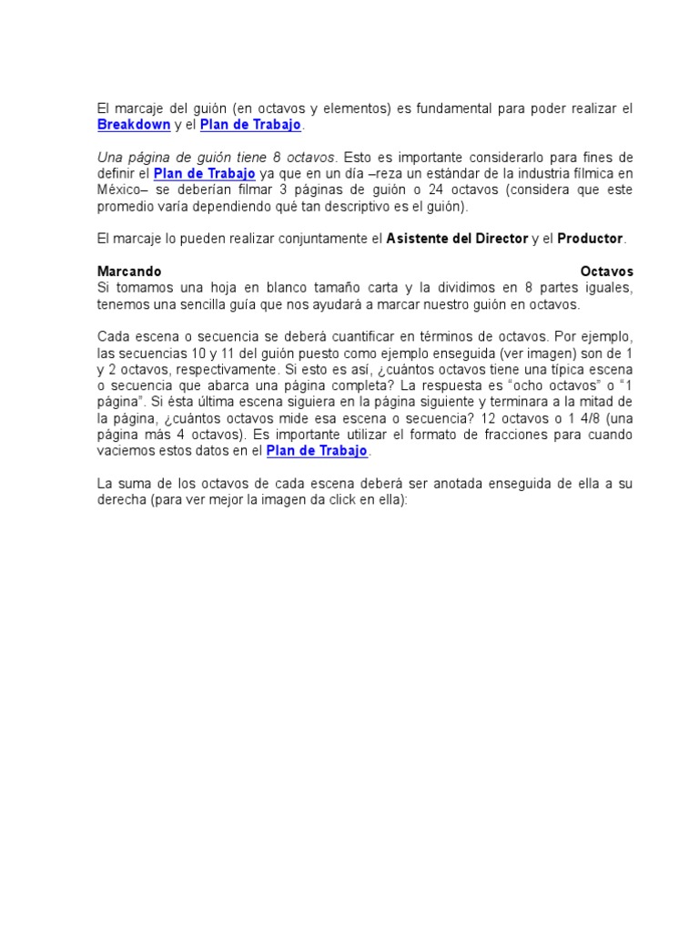 Dividir Guion en Octavos para Producción | PDF | Métodos y materiales ...
