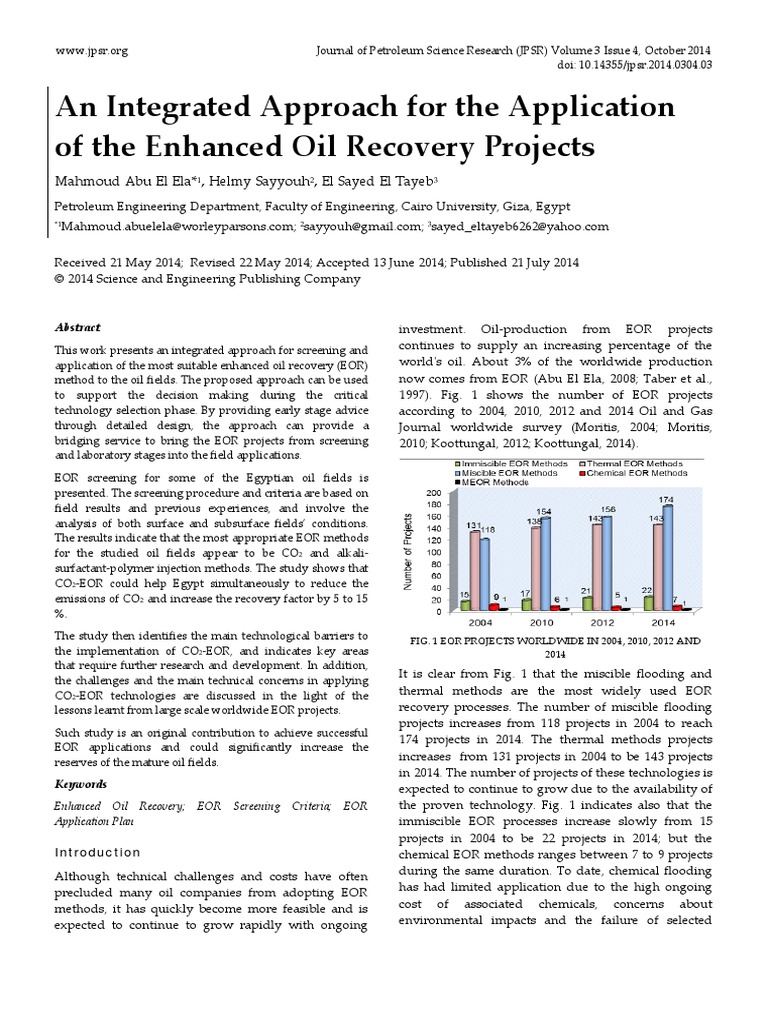 An Integrated Approach For The Applications of EOR Projects | PDF ...