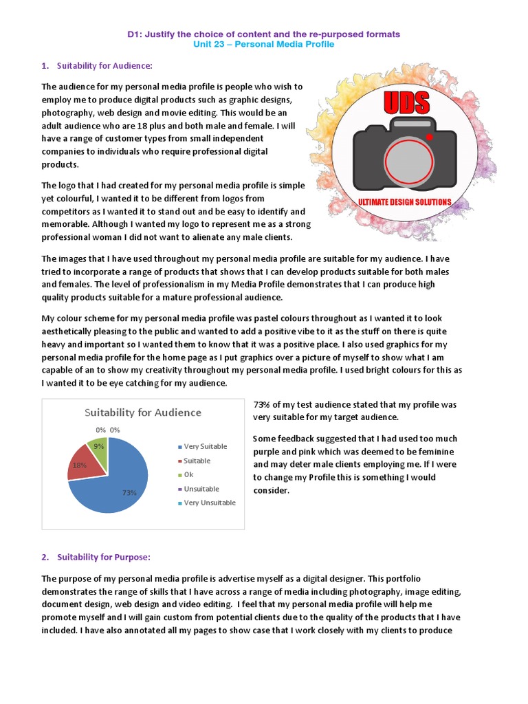 d1 - Evaluation - Justify Content Designs and Formats - Final | PDF ...
