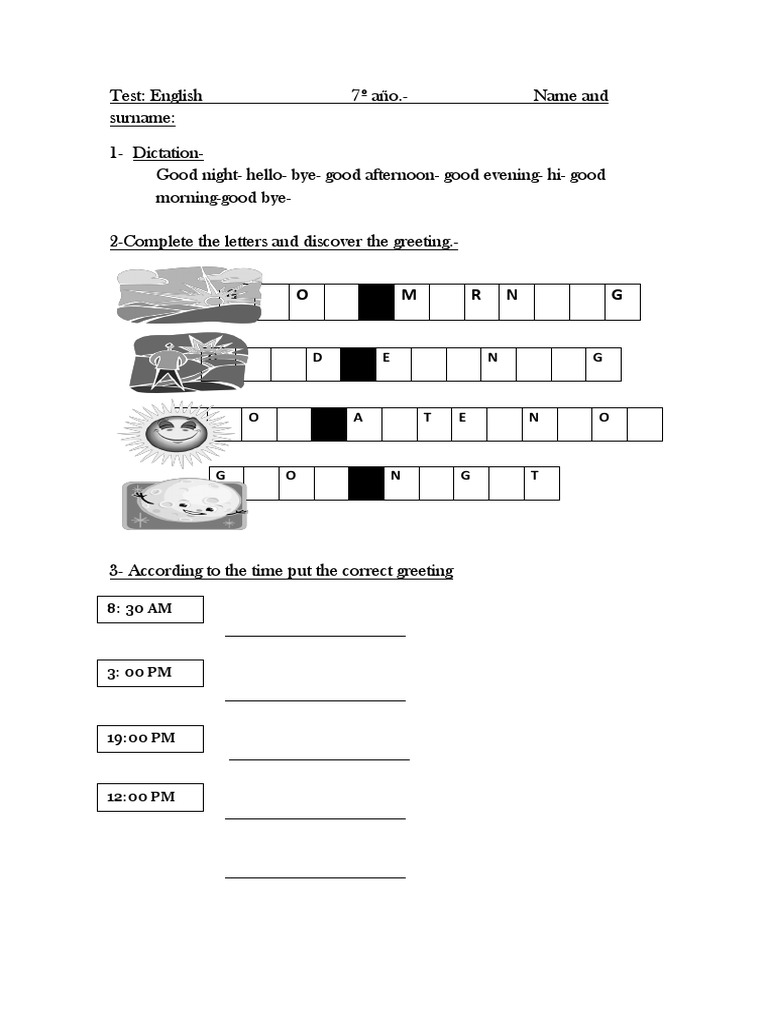 Test - Greetings | PDF
