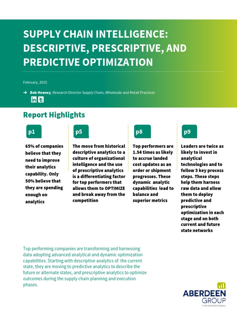 Supply Chain Intelligence: Descriptive, Prescriptive, and Predictive Optimization | Download ...