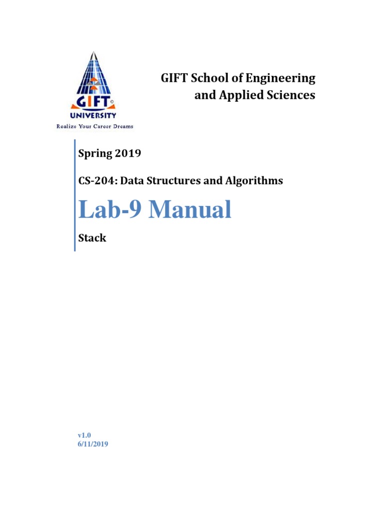 (Lab 9 Manual) CS 204 DSA Stack | PDF | Data Type | Computer Engineering