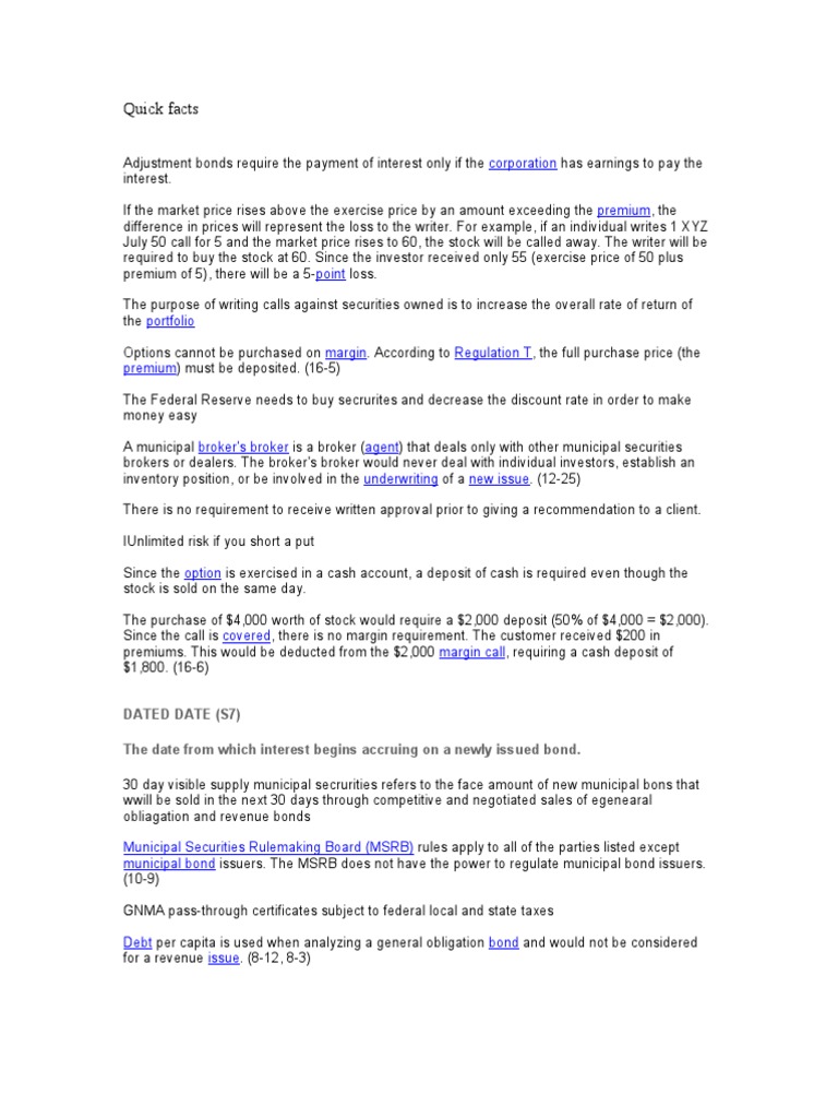 Quick Facts | PDF | Municipal Bond | Bonds (Finance)