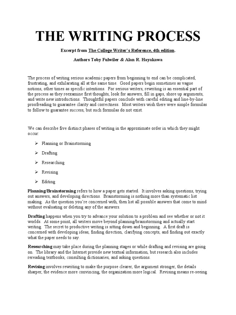The Writing Process - Worksheet | PDF | Question | Brainstorming