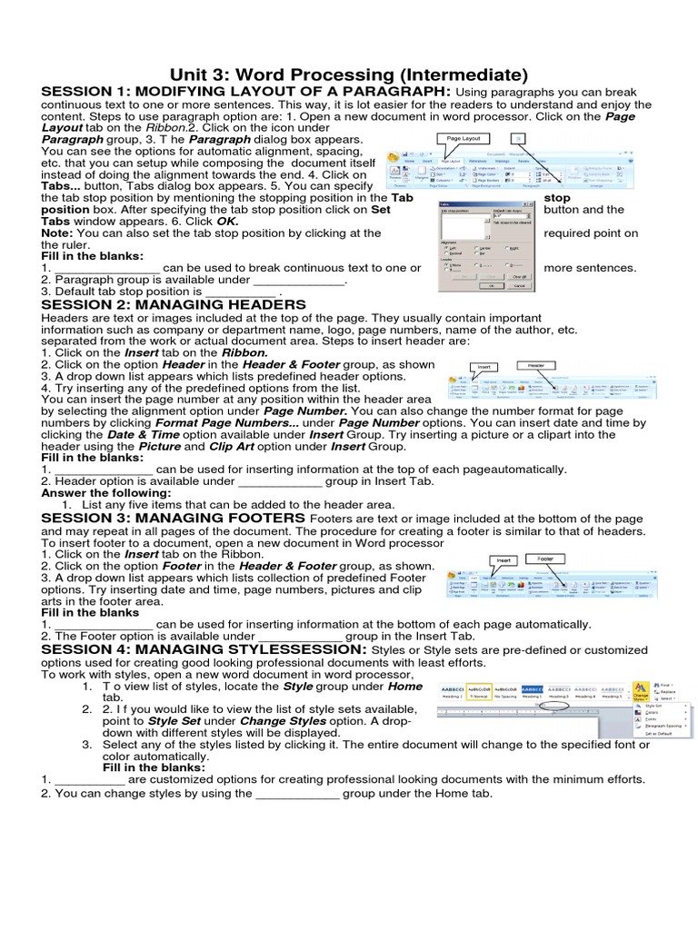 Unit 3 Word Processing | PDF | Page Layout | Letter Case