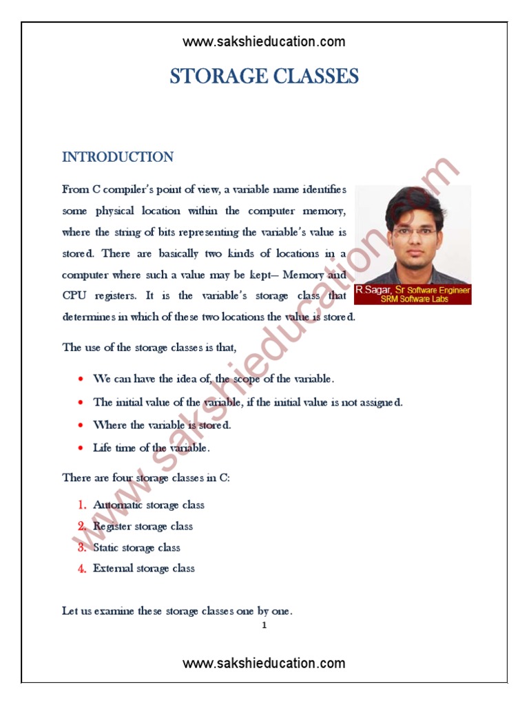 Storage Classes Pdf Variable Computer Science Scope Computer Science 4391