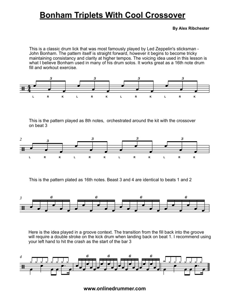 Bonham Triplets With Cool Crossover: by Alex Ribchester | PDF ...