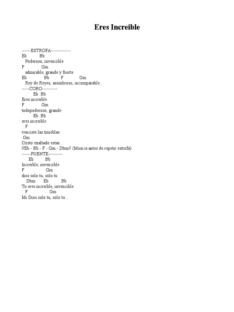 Acordes Basicos Tu Eres Increible PDF | PDF