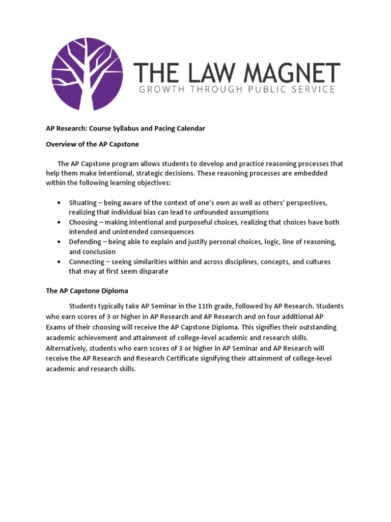 Ap Research Syllabus and Pacing Guide For 2019-2020 | PDF ...