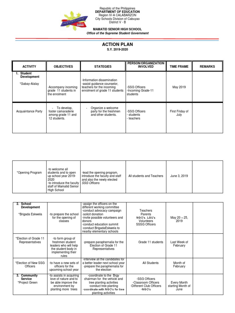 Action Plan: Department of Education | PDF | Students