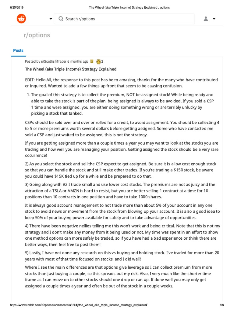 The Wheel (Aka Triple Income) Strategy Explained - Options | PDF