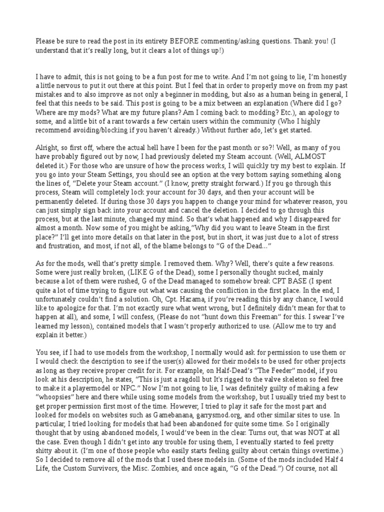 Explanation, Apology, and Rant | PDF | Zombies | Reason