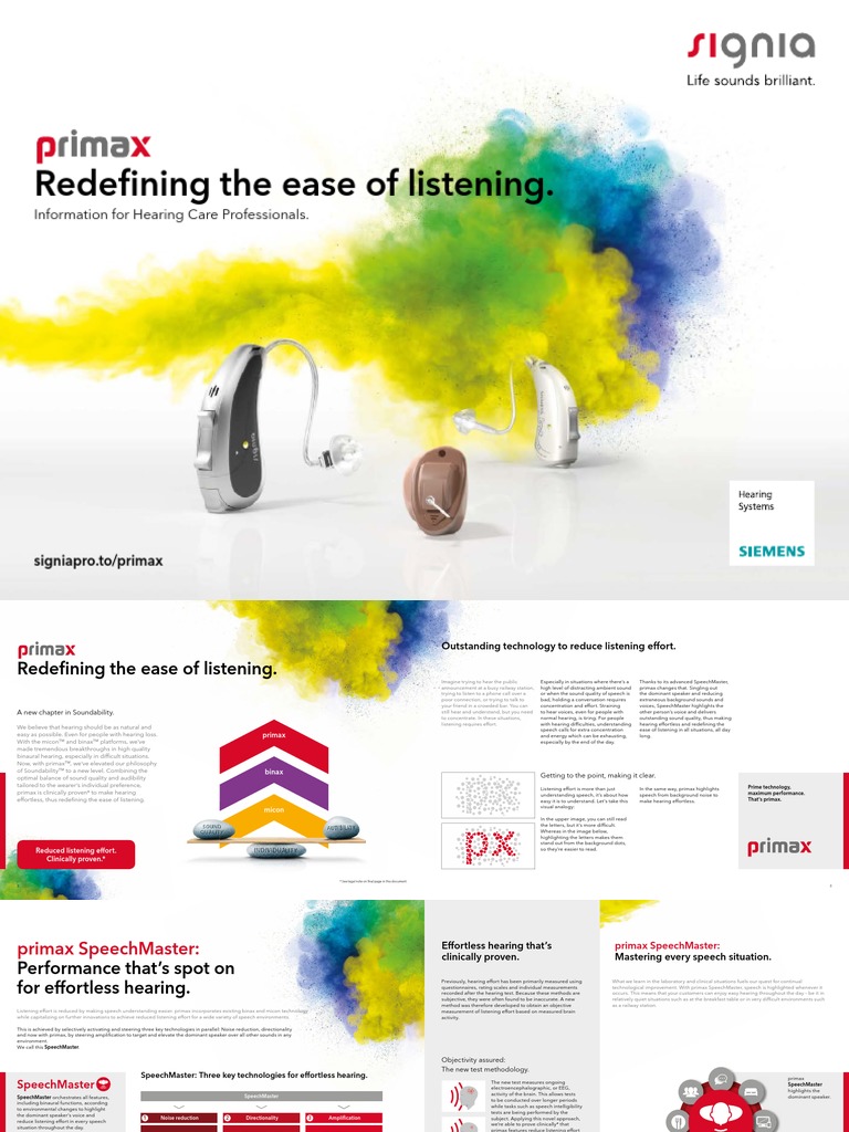 Primax Platform-Brochure 2016-02 en PDF | PDF | Hearing Aid | Hearing Loss