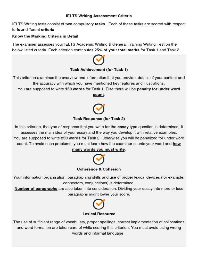 IELTS Writing Assessment Criteria | PDF