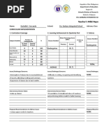 Teacher'S M & E Report: Template No. 1 | PDF | Curriculum | Teaching