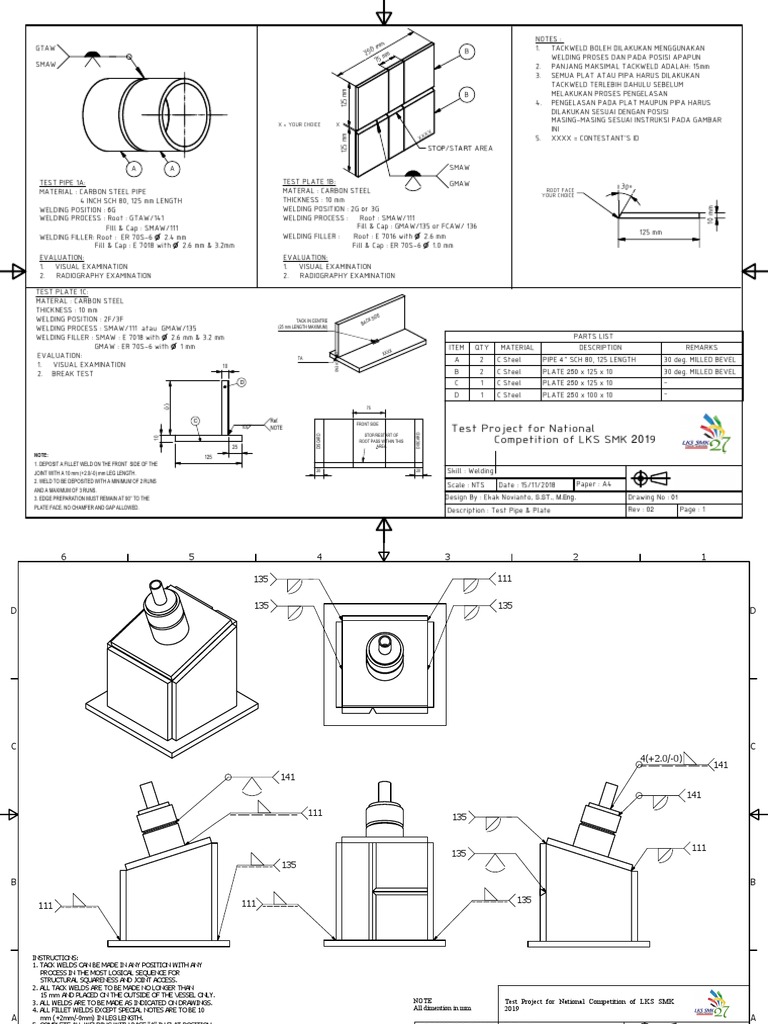 Drawing Proyek Uji LKS SMK 2019 - Welding | PDF | Welding | Construction