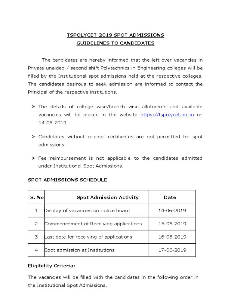 TSP 19 Spot Guidelines To Can Ds | PDF | University And College ...