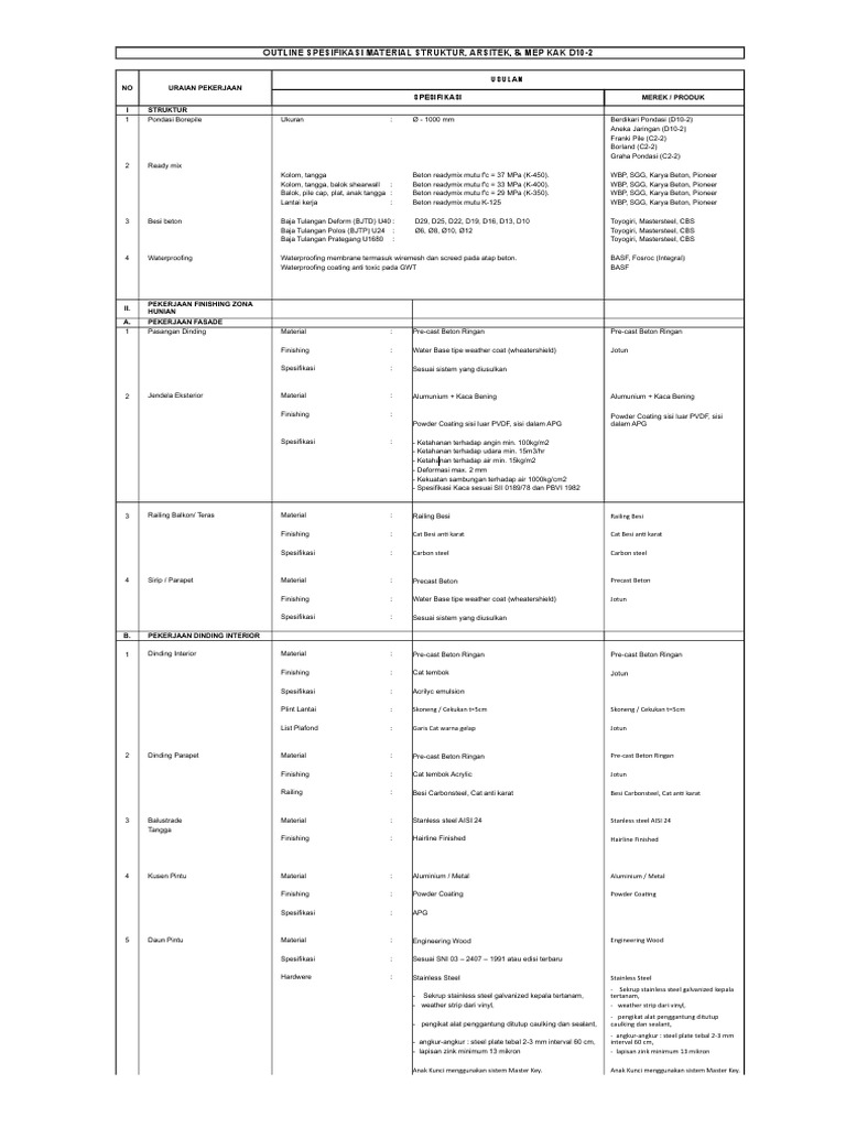 Outline Spek Tahap III (Revisi2) | PDF | Building Engineering ...