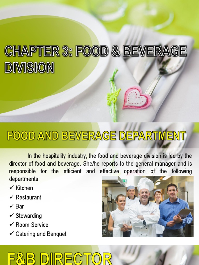 Fbs-chapter3-Food & Beverage Division | PDF | Chef | Restaurants