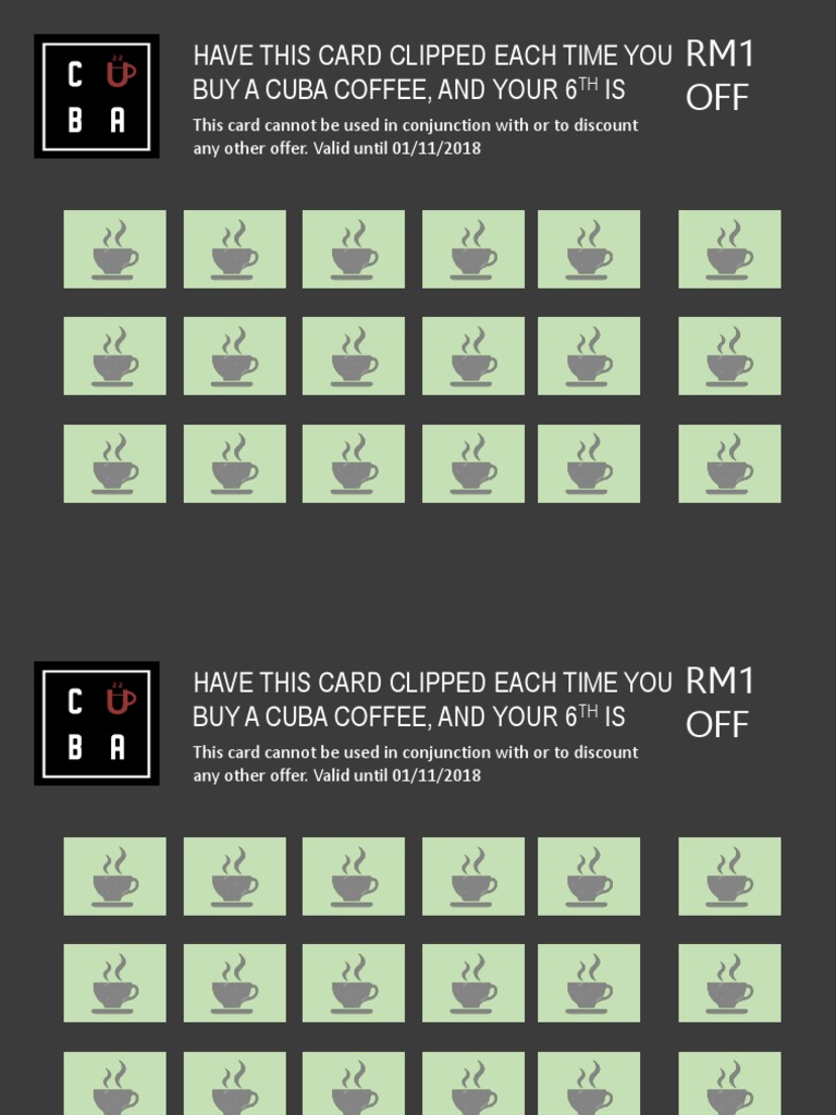RM1 OFF: Have This Card Clipped Each Time You Buy A Cuba Coffee, and ...