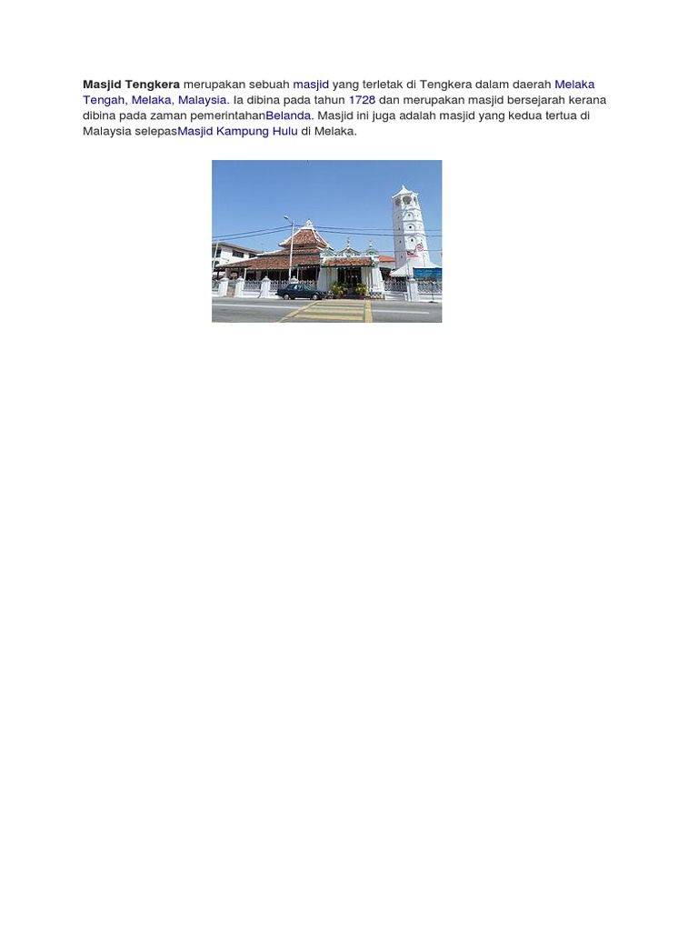 Masjid Tengkera | PDF