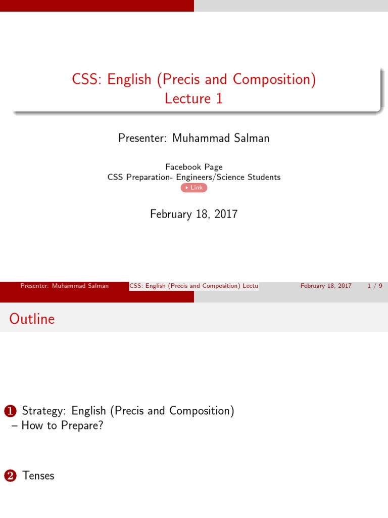 Preparing for CSS English (Precis and Composition): An Overview of Key Grammar Concepts such as ...