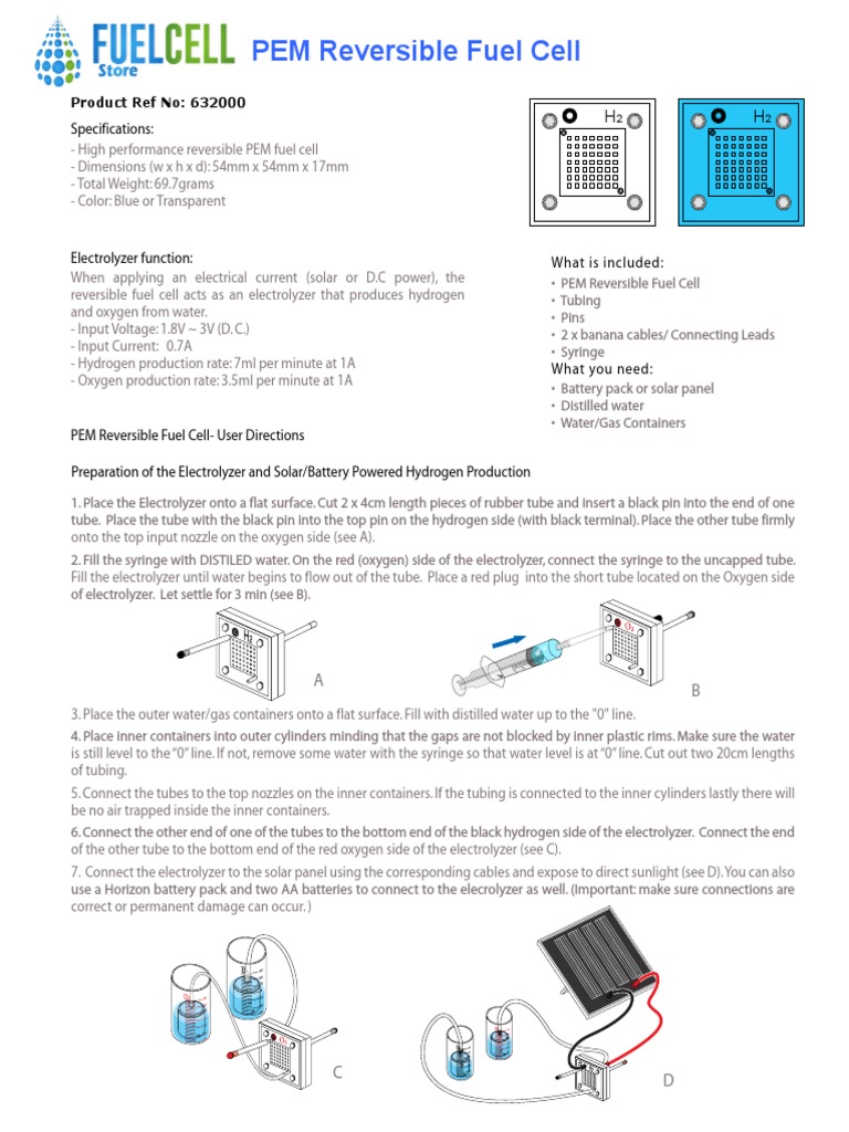Horizon Mini Pem Reversible Fuel Cell Instructions Fcsu 023 | PDF ...