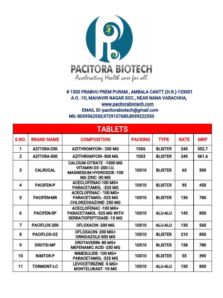 Pacitora Biotech Updated Product List - Jan-2019 | PDF | Organic ...