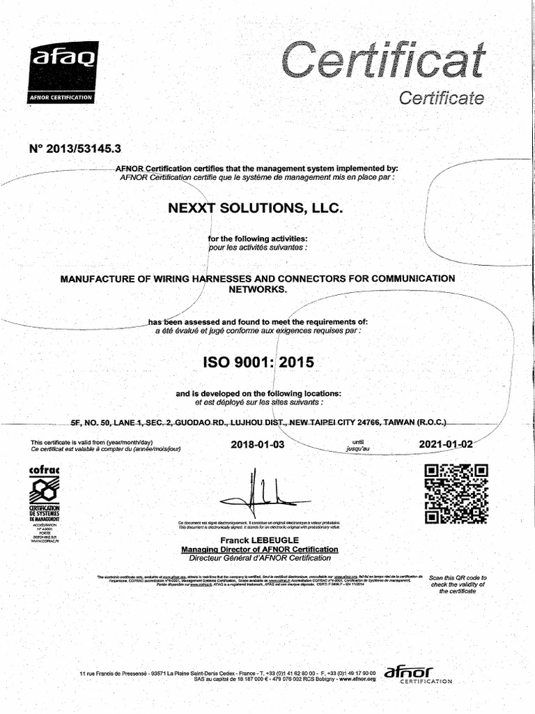 Nexxt Solutions Iso 9001 2021 Afnor Certification | PDF
