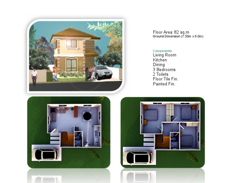 82 sqm House Plan and Dimensions | PDF