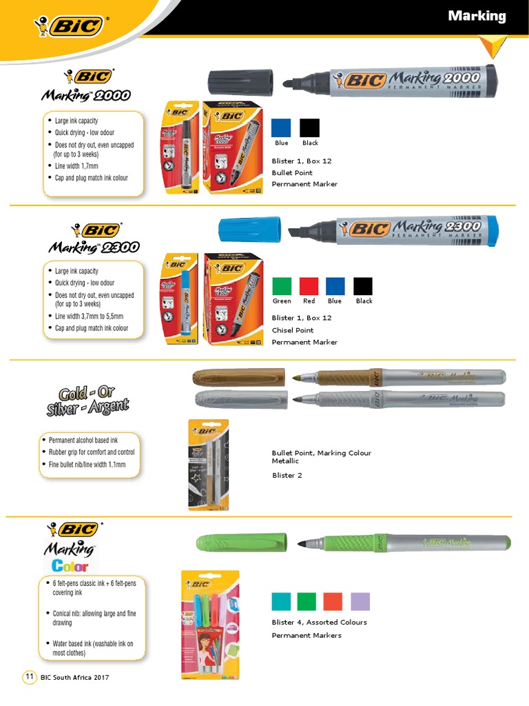BIC Marking Catalogue 2019 South Africa | PDF | Art Materials | Stationery