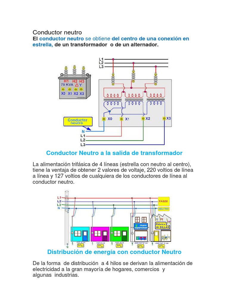 Conductor Neutro | PDF | Corriente eléctrica | Transformador